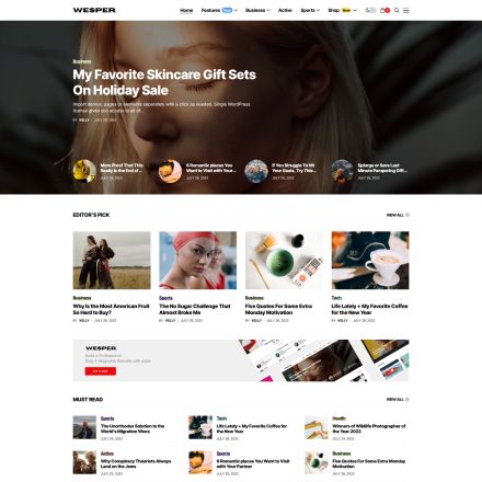 ThemeForest Wesper v1.1.7 [40327745] - Шаблон блога и журнала для WordPress
